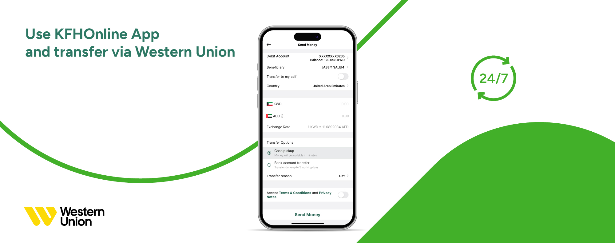 KFH offers numerous benefits to money transfer users in cooperation with Western Union